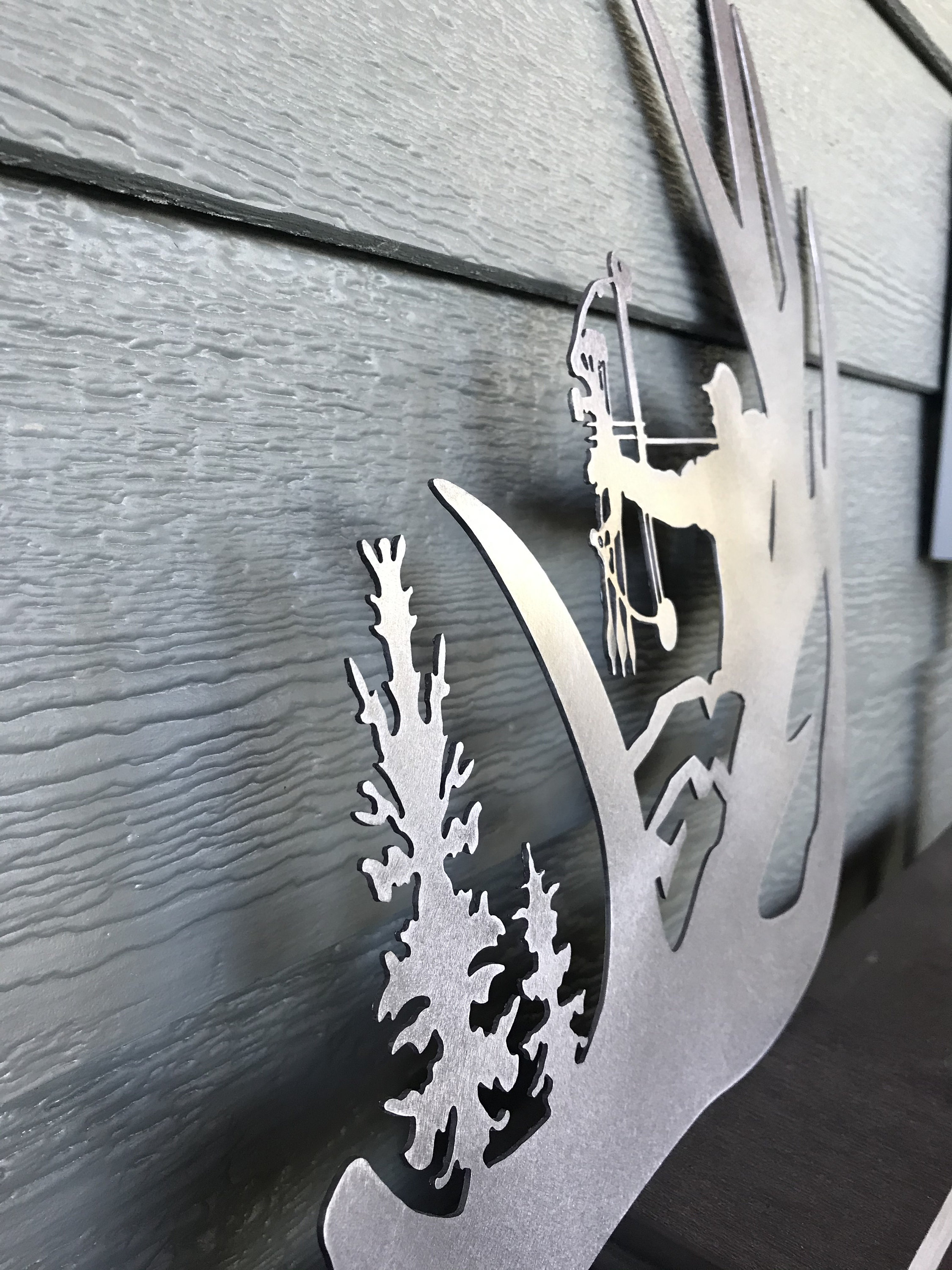 Day Dreaming Bow Hunter Metal Art Sign - Metal Sign - Deer Antler ...