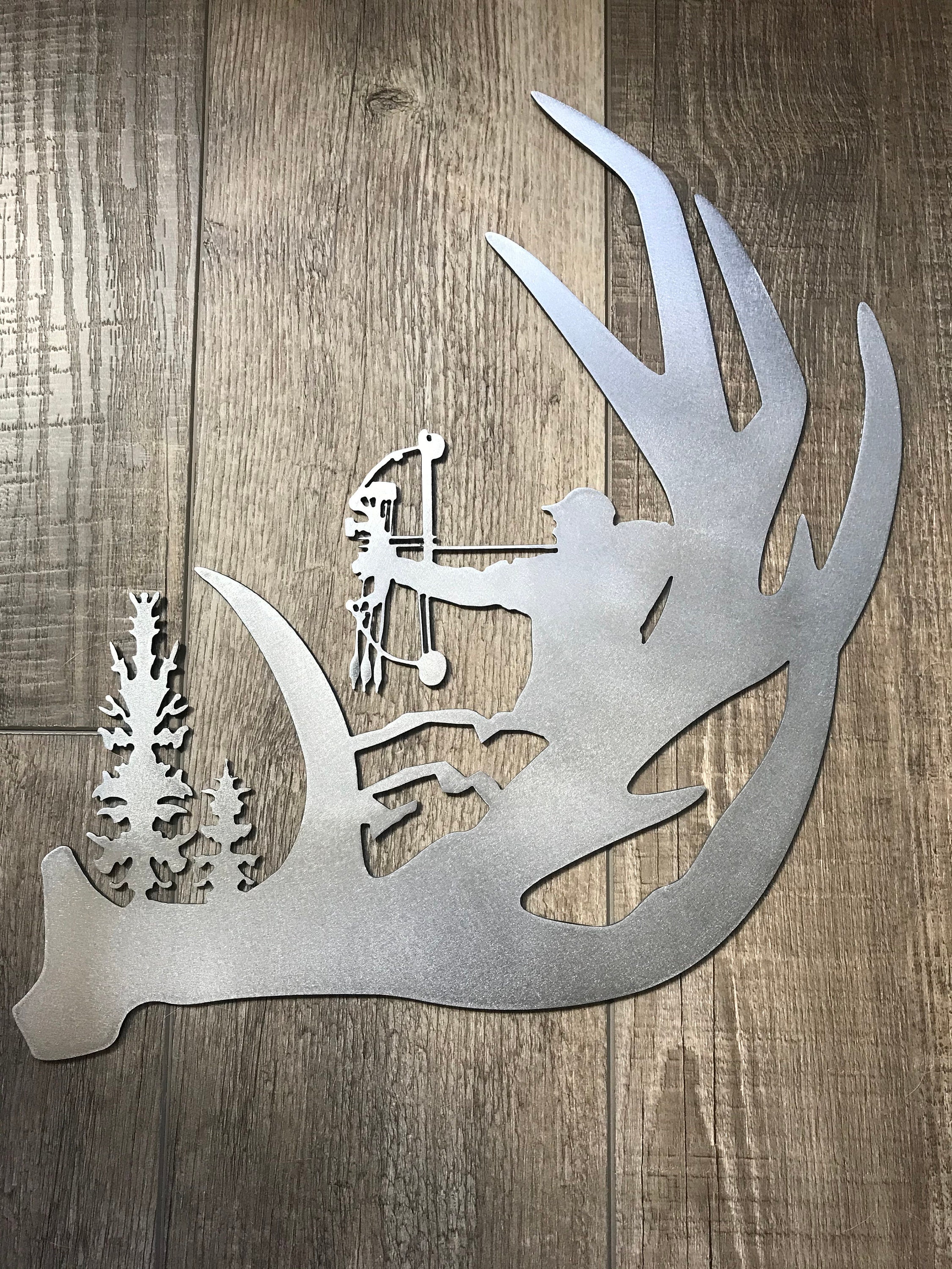 Day Dreaming Bow Hunter Metal Art Sign - Metal Sign - Deer Antler ...