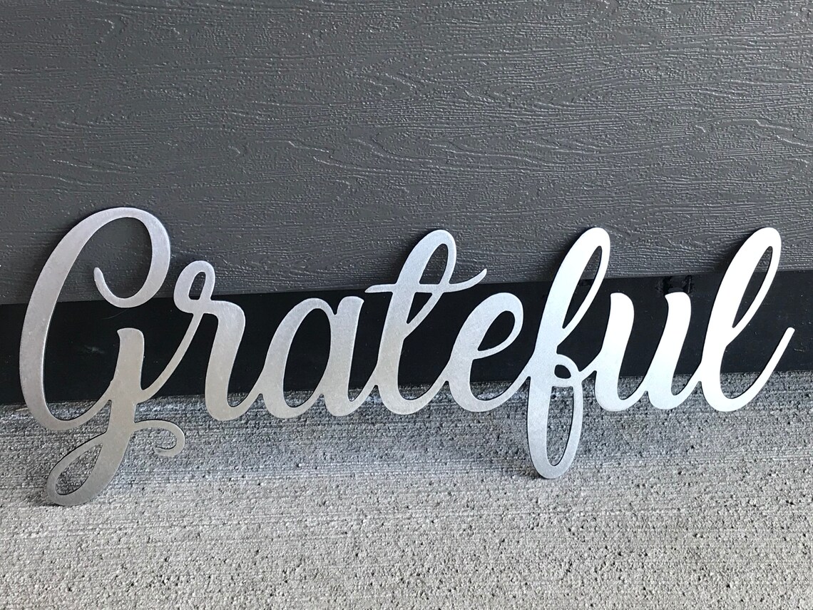Grateful Script Metal Art Farmhouse Decor Mothers day | Etsy