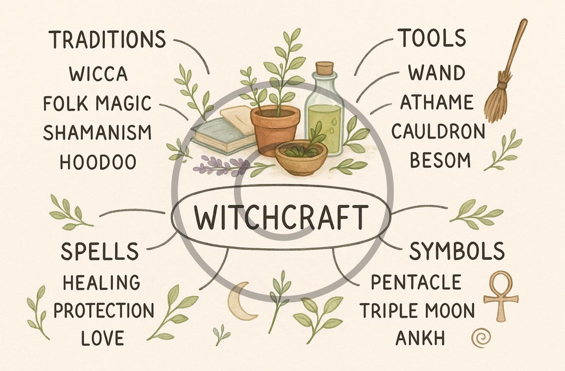 Beginner Witch Guide Witchcraft Mind Map Printable Digital Download ...