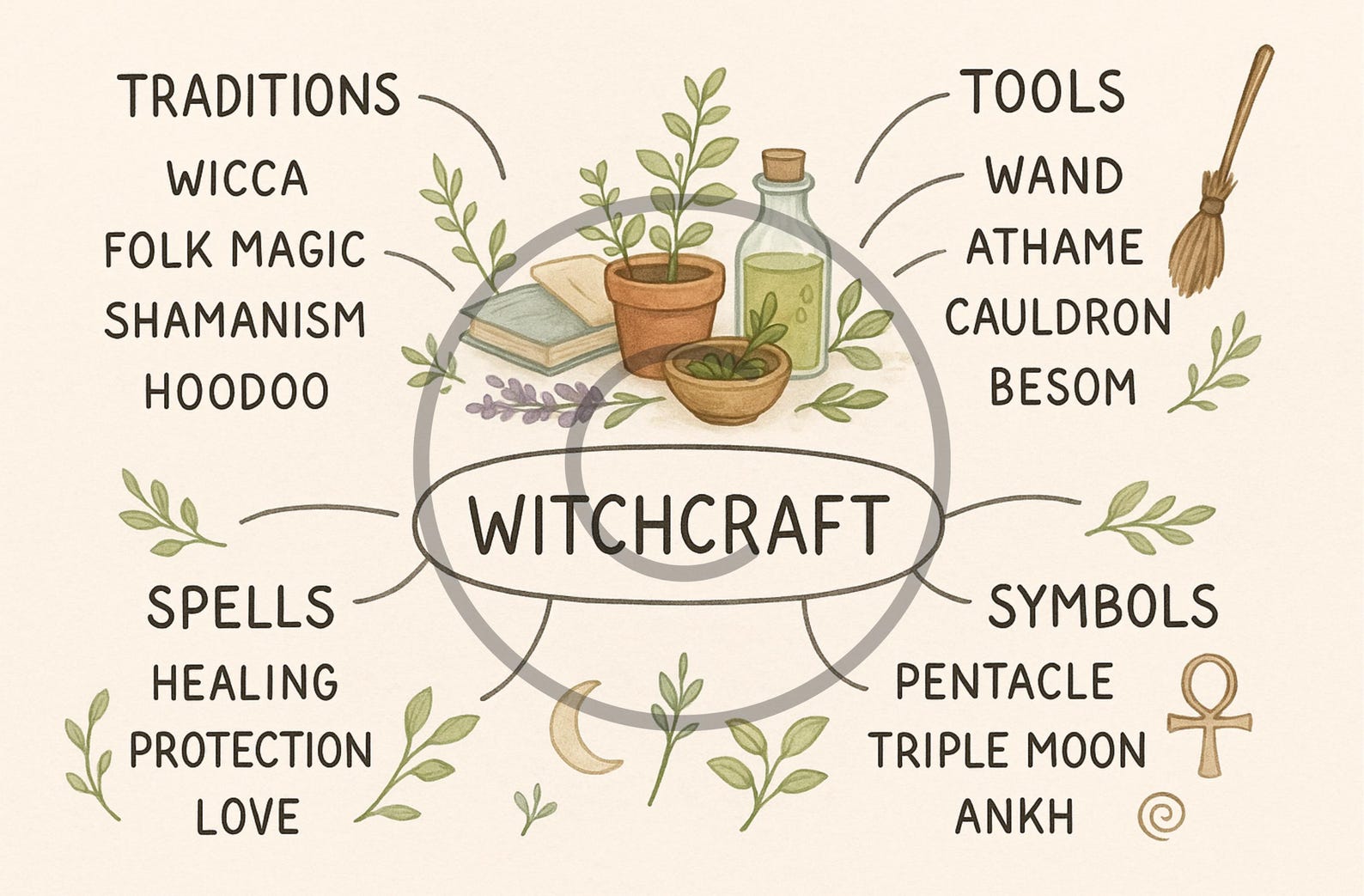 Beginner Witch Guide Witchcraft Mind Map Printable Digital Download ...