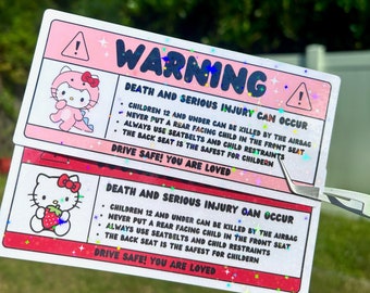 Cute Knife Pastel Warning Sticker | Pink Kawaii Decal, Airbag Label ...