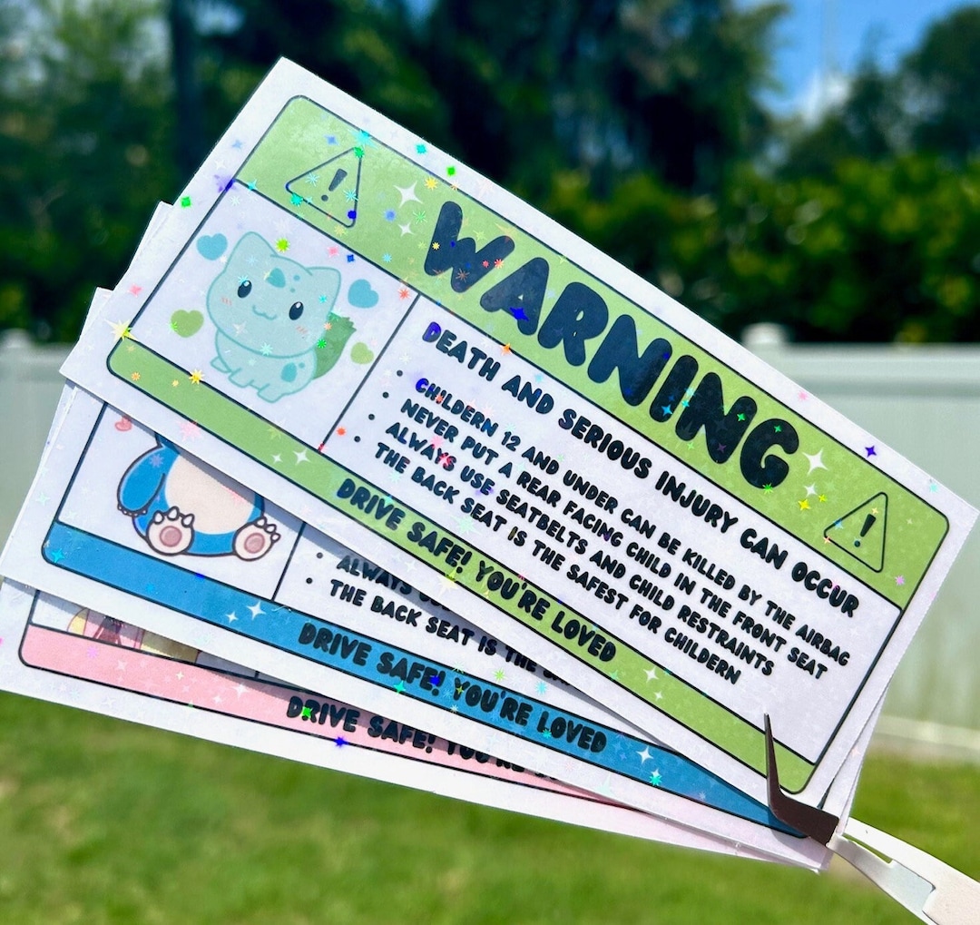 Kawaii Cute Holographic Car Warning Labels, Car Personalization, 12 ...