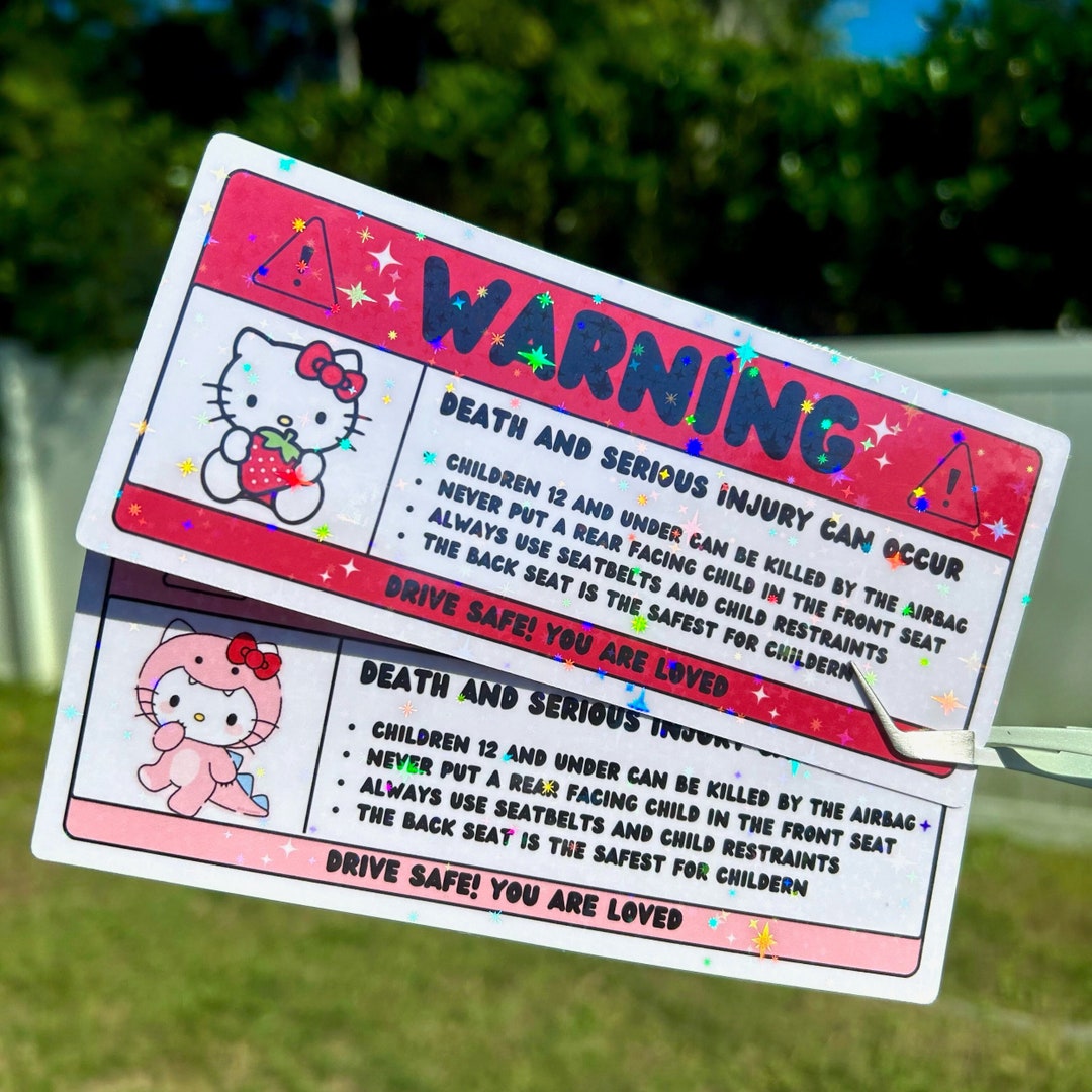Cute Airbag Warning Sticker – Car Visor Sticker, Airbag Warning Label ...