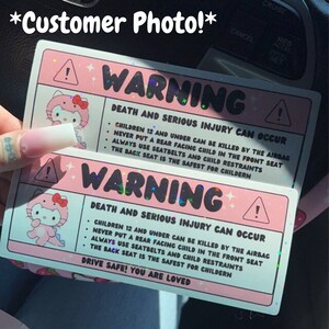 Air Bag Warning Sticker - Car Visor Label Cover for Personalization and ...