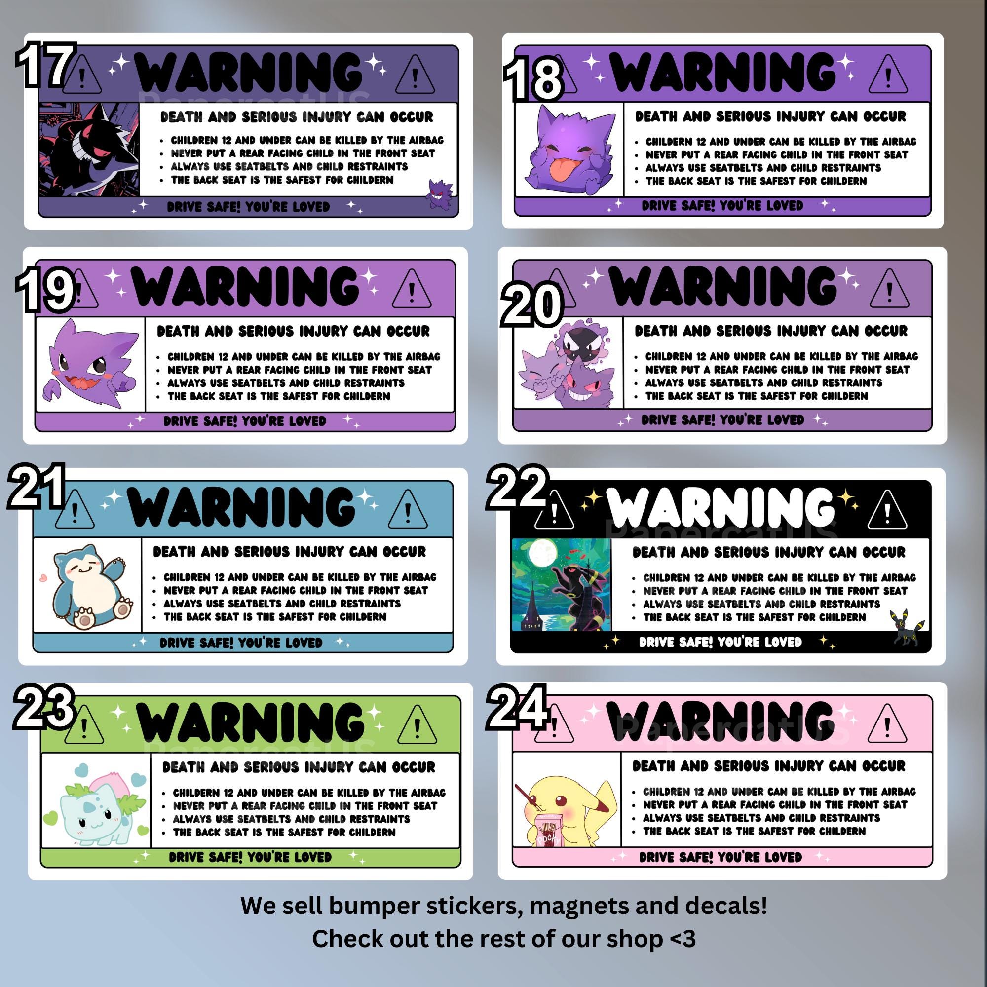 Air Bag Warning Sticker - Car Visor Label Cover for Personalization and ...