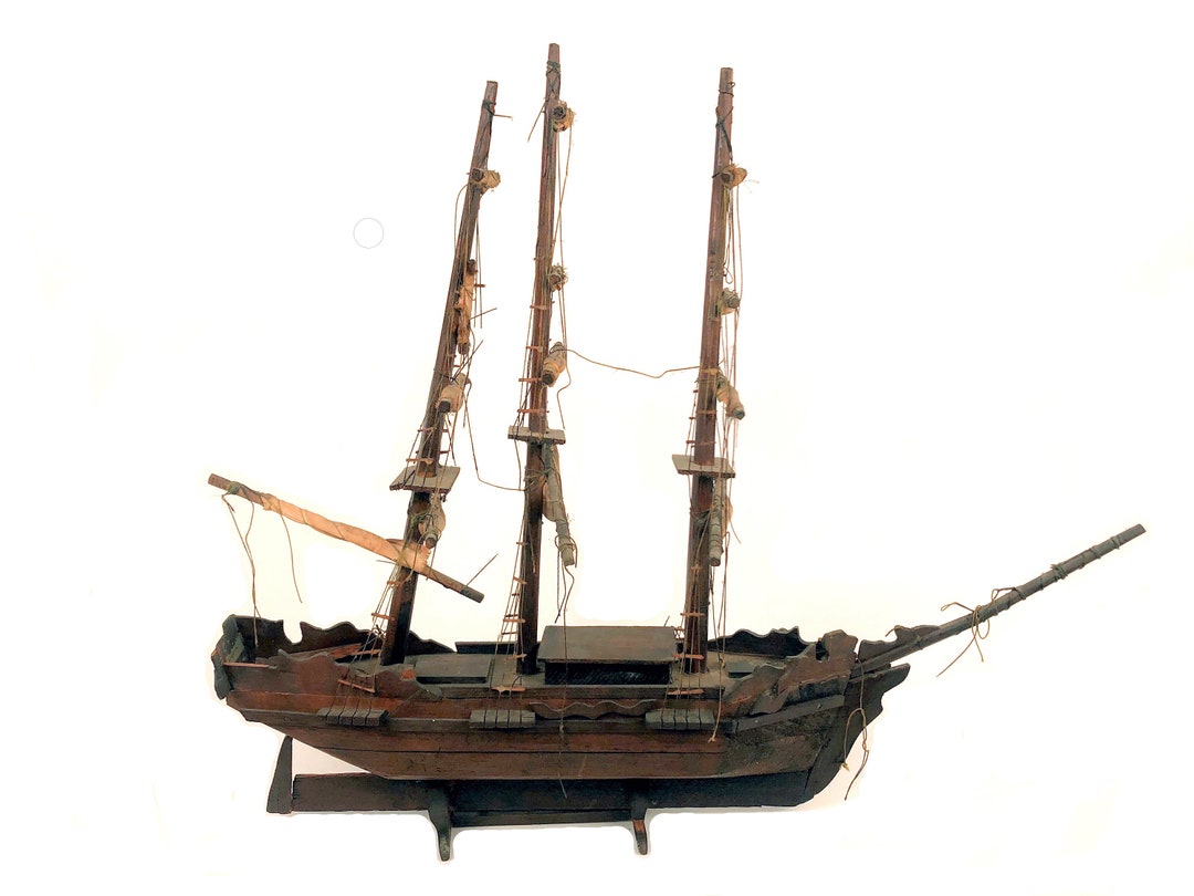 Late 19th Century Antique Folk Art Corvette Ship Model - Etsy