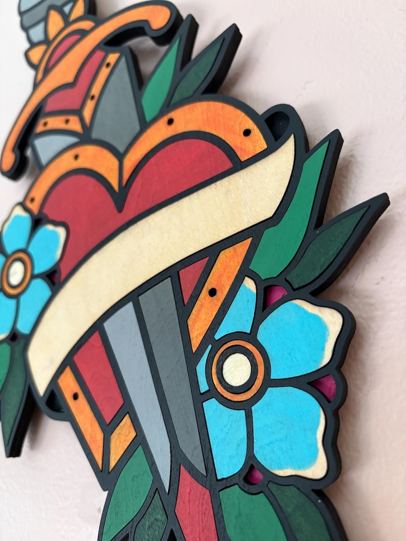 Heart and Dagger Tattoo Wall Art - Etsy
