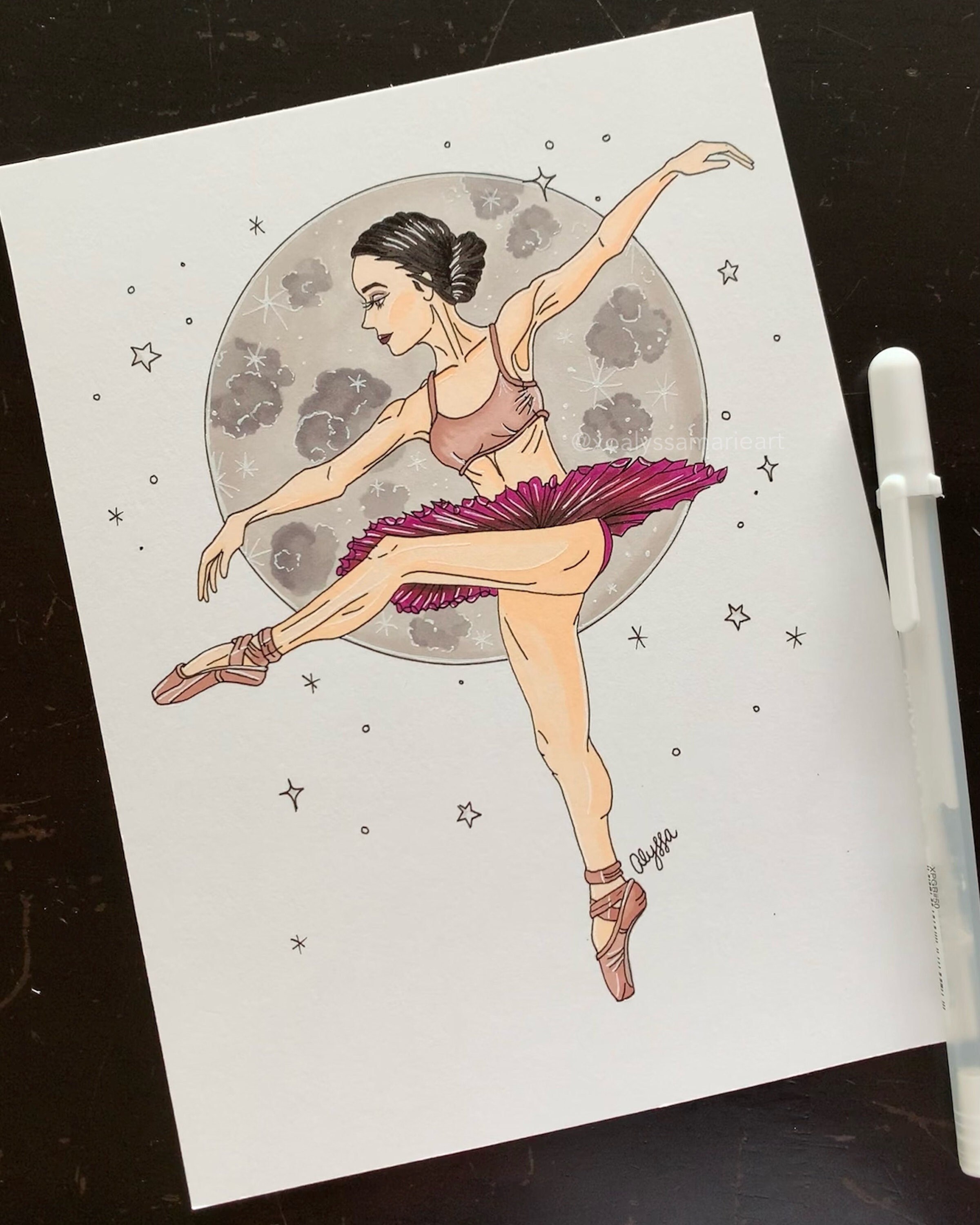 Ballet Woman "midnight", Ballet Inspiration Art, Ballerina Giclee Art ...