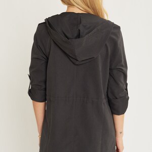 Hooded Lightweight Parka Jacket Roll up Tab Sleeve Casual - Etsy