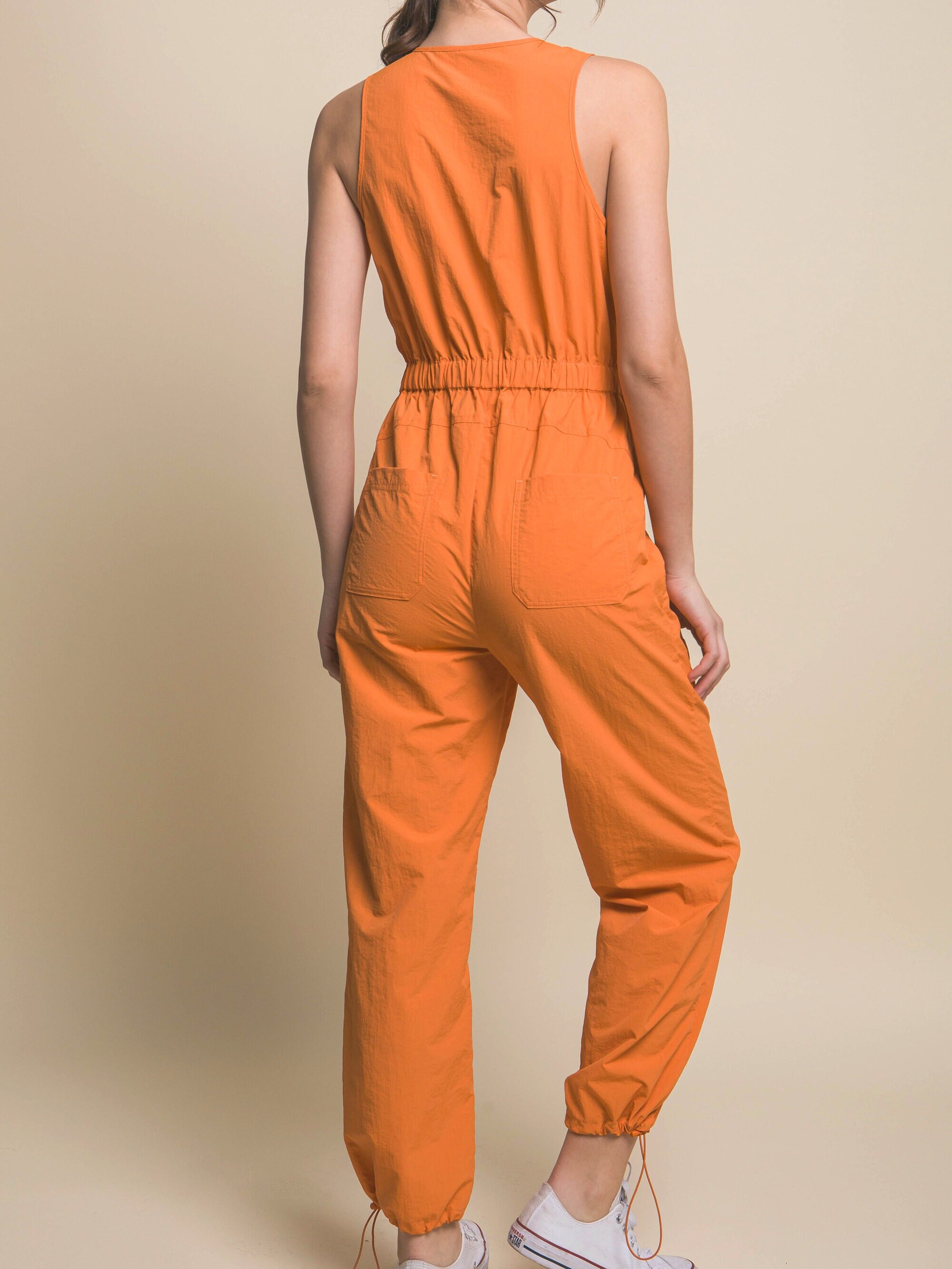 V-neck Zip-up Midi Jumpsuit - Sleek and Functional Spring Summer Style ...