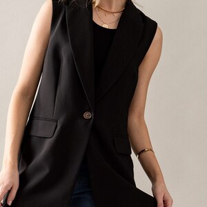 Sleeveless Blazer Vest * Notched Collar Front Pockets * Spring Summer ...