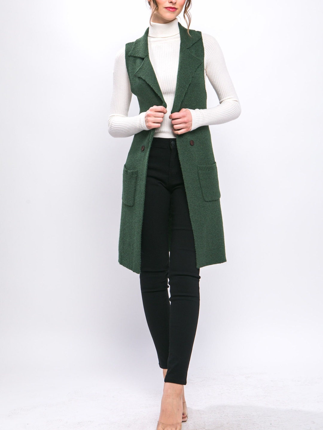 Sleeveless Retro Long Cardigan Knit Vest - Soft, Cozy, All Season ...