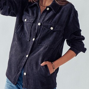 Cute Corduroy Button Down Jacket With Pockets - Warm Shacket for Cold ...