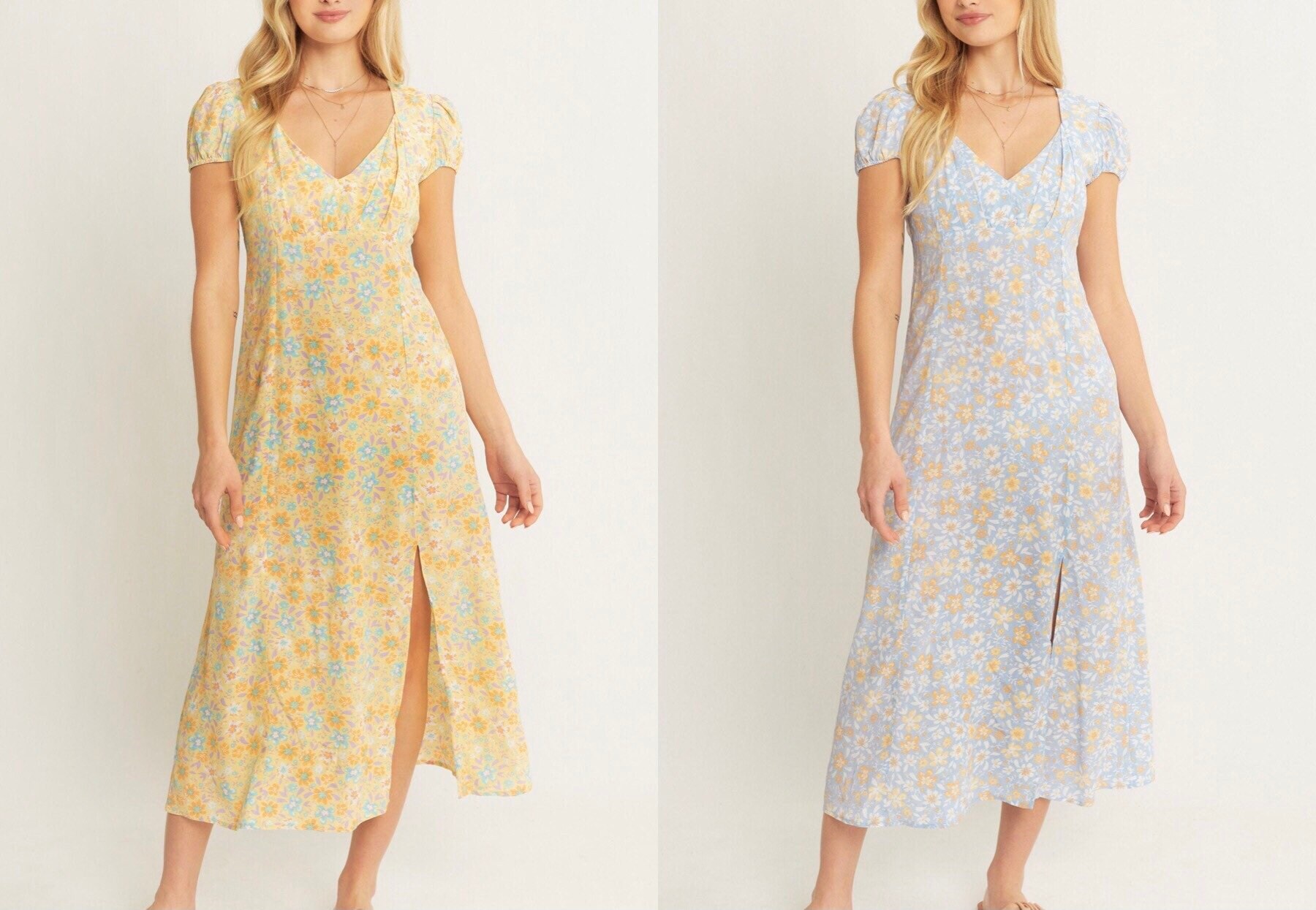 Yellow Slit Dress - Etsy