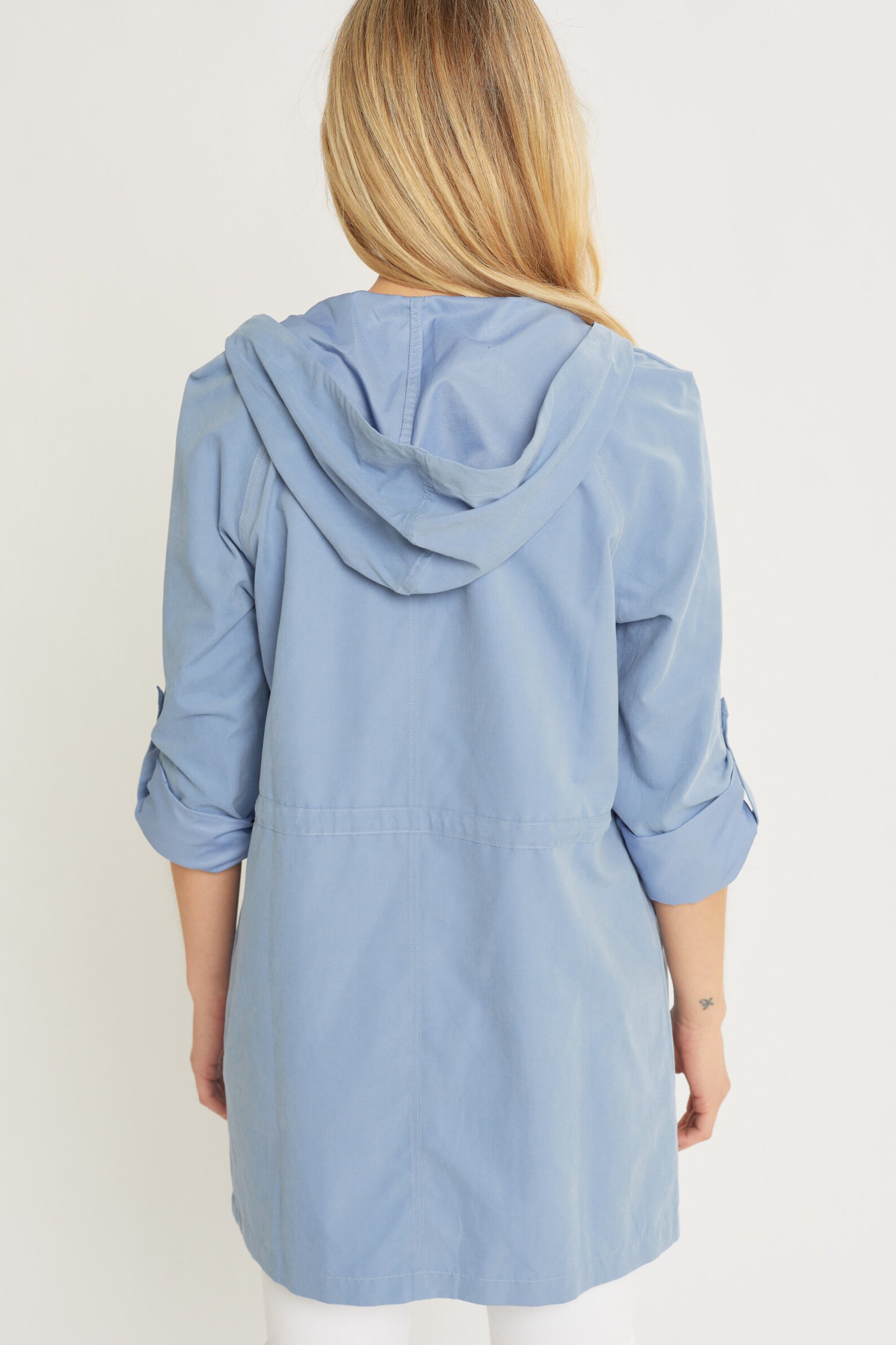 Hooded Lightweight Parka Jacket Roll up Tab Sleeve Casual - Etsy