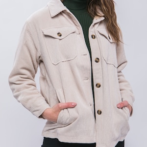 Cozy Corduroy Shirt Jacket With Sherpa Lining, Retro Colors, Warm ...