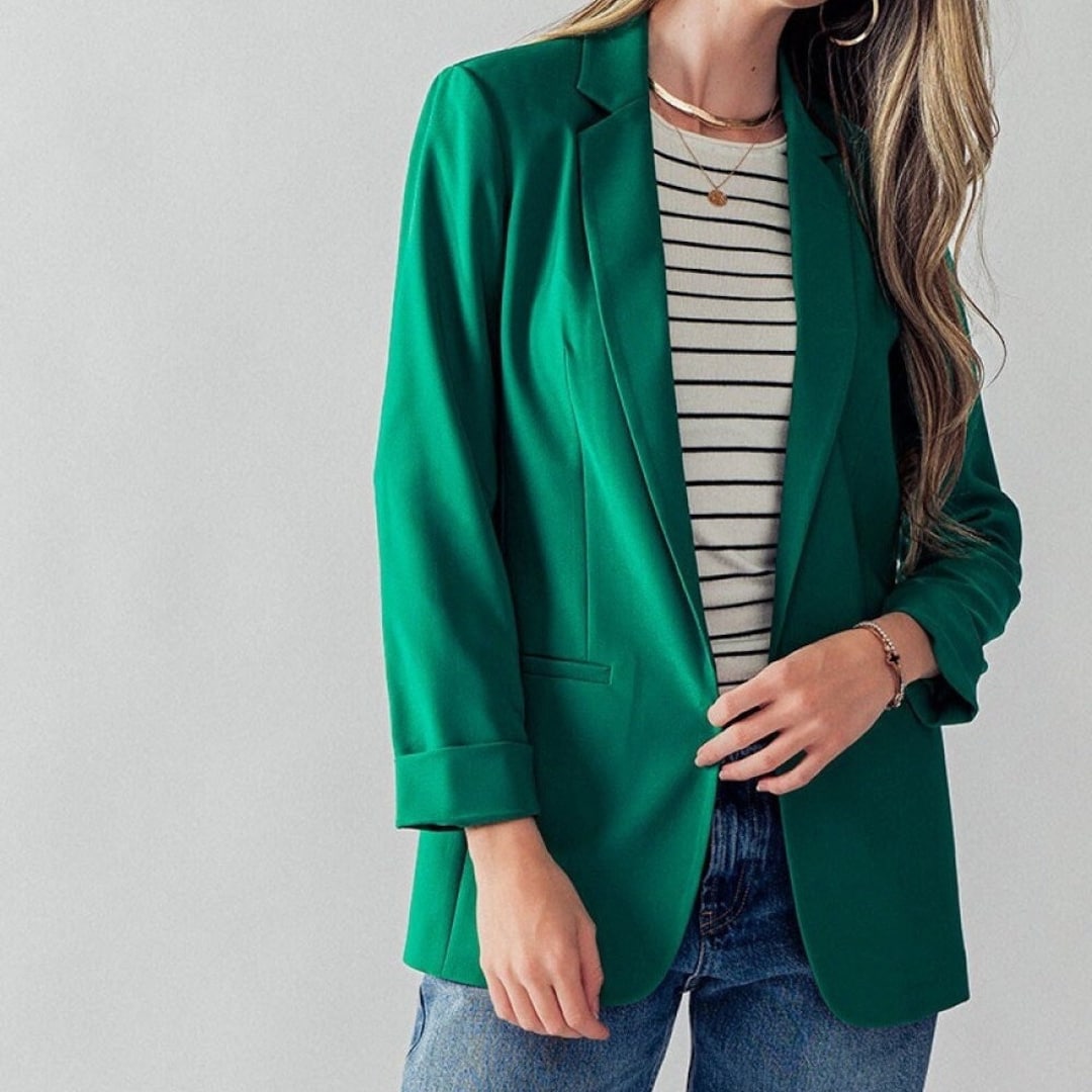 The Basic Blazer With Cuffed Sleeves, Boyfriend Fit, Fully Lined, Soft ...
