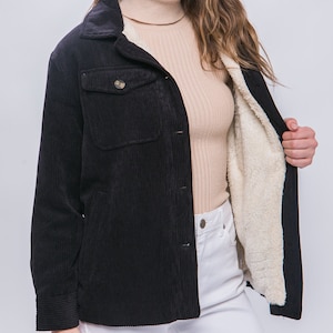 Cozy Corduroy Shirt Jacket With Sherpa Lining, Retro Colors, Warm ...
