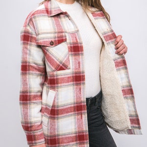 90s Oversized Plaid Sherpa Lined Shacket Warm Women's - Etsy