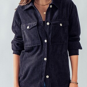 Cute Corduroy Button Down Jacket With Pockets - Warm Shacket for Cold ...