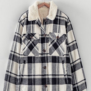 Oversized Plaid Shacket With Sherpa Lining, Warm, Cozy and Versatile ...