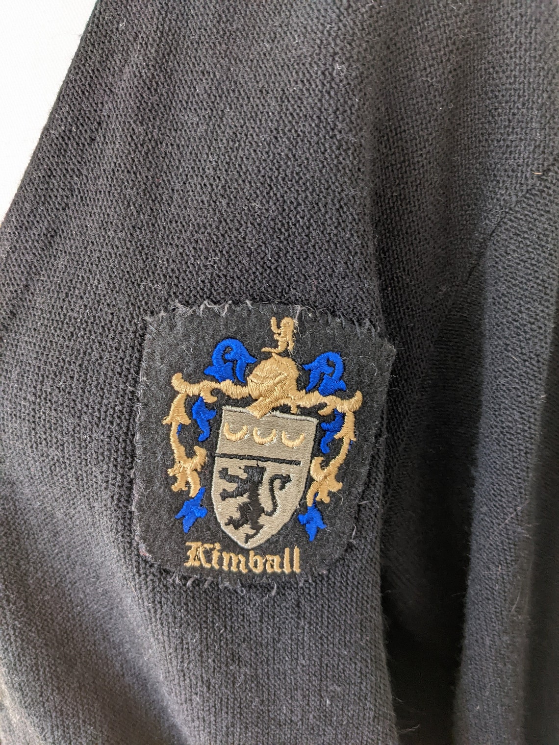Vintage 1990s Izod Black Cardigan With Kimball Crest Patch - Etsy