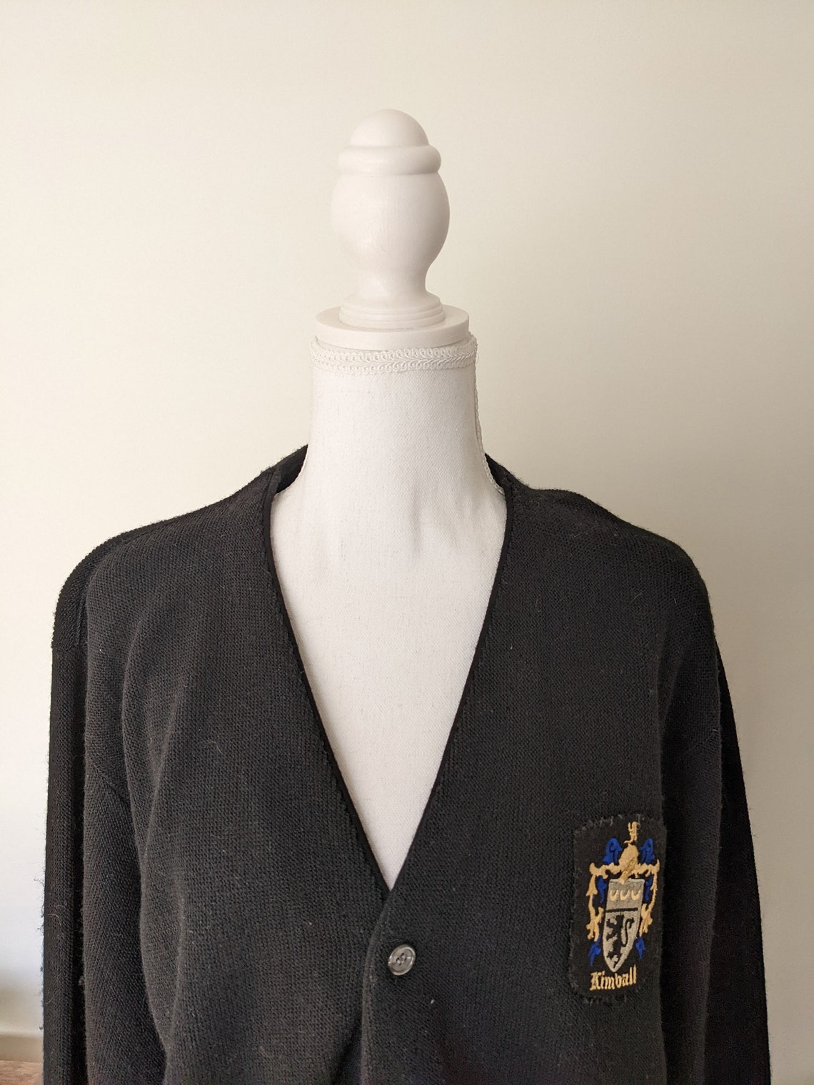 Vintage 1990s Izod Black Cardigan With Kimball Crest Patch - Etsy