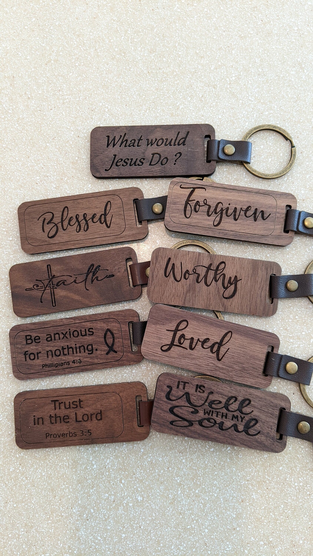 Wood Key Rings Faith Messages - Etsy