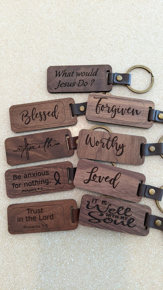 Wood Key Rings Faith Messages | Etsy