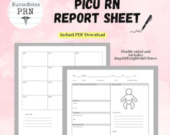 Printable- Instant Download-picu (pediatric Intensive Care Unit) TWO ...