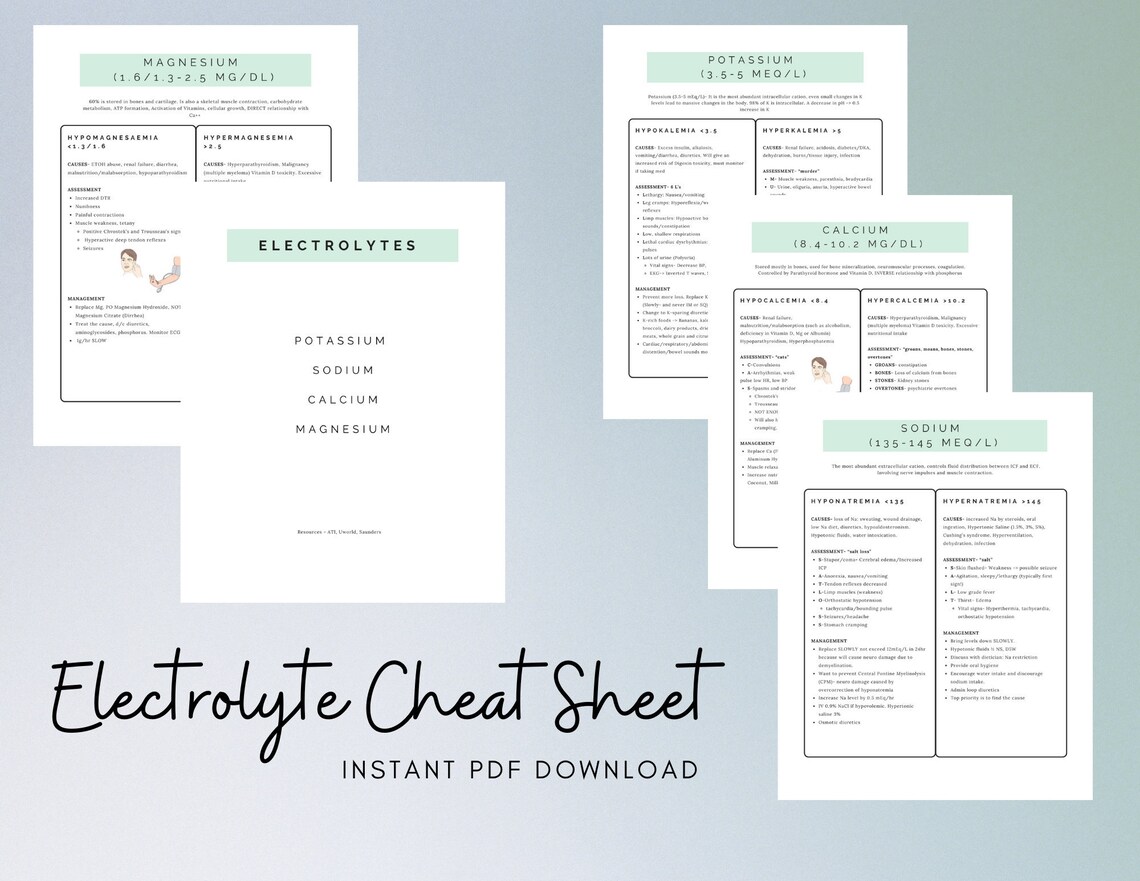 Electrolyte Cheat Sheets Etsy 9972
