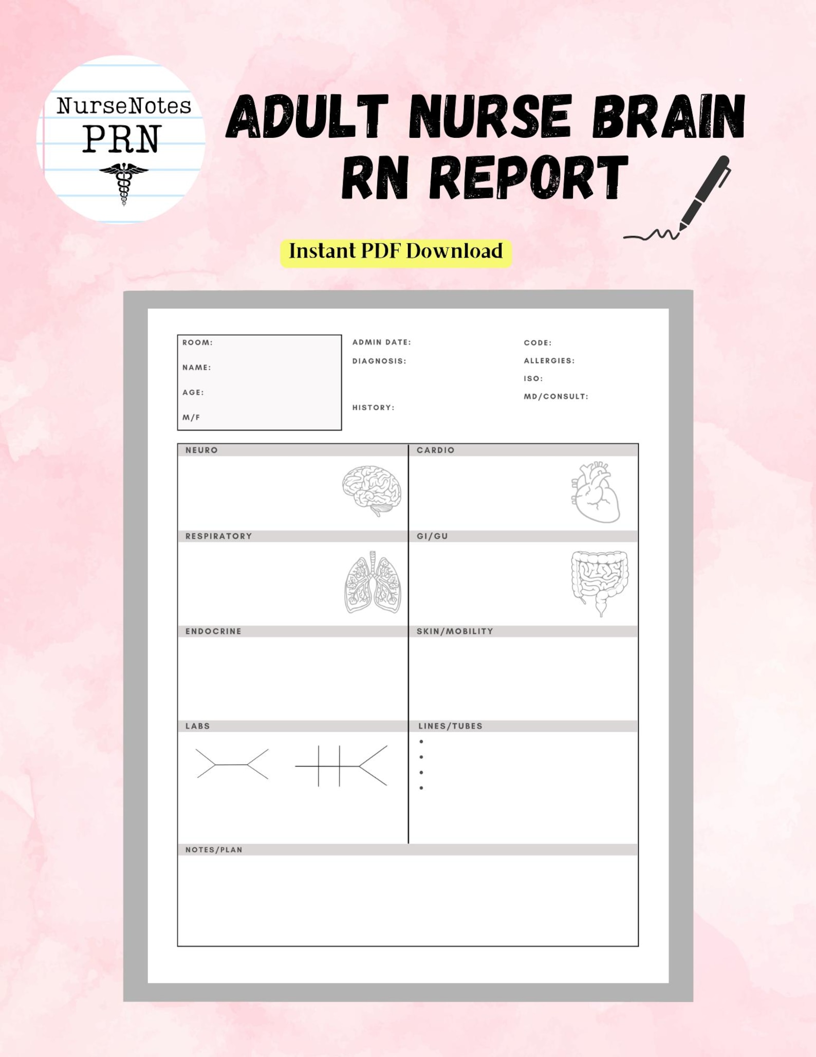 Nurse Brain Report Sheet - Etsy