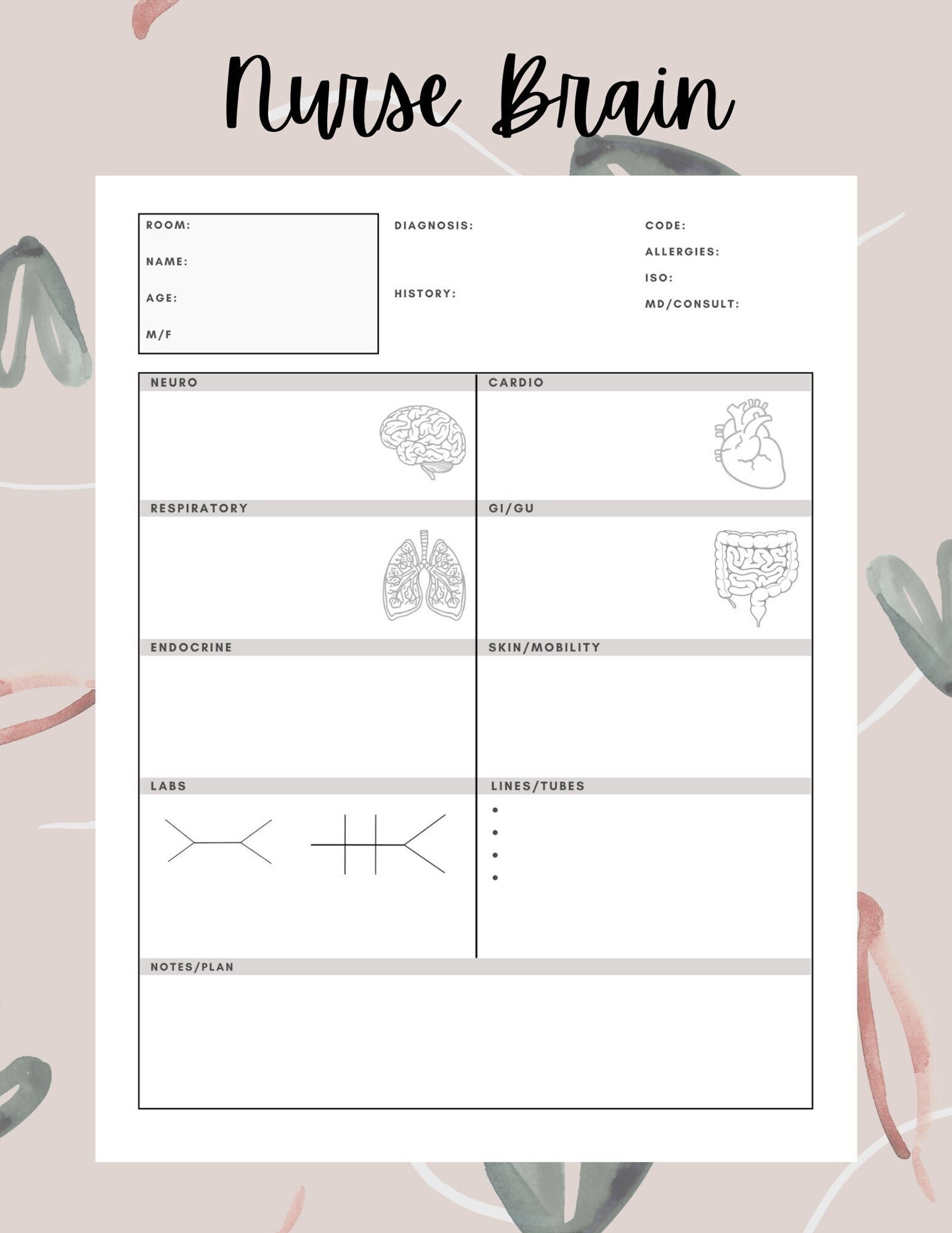 Nurse Brain Report Sheet - Etsy