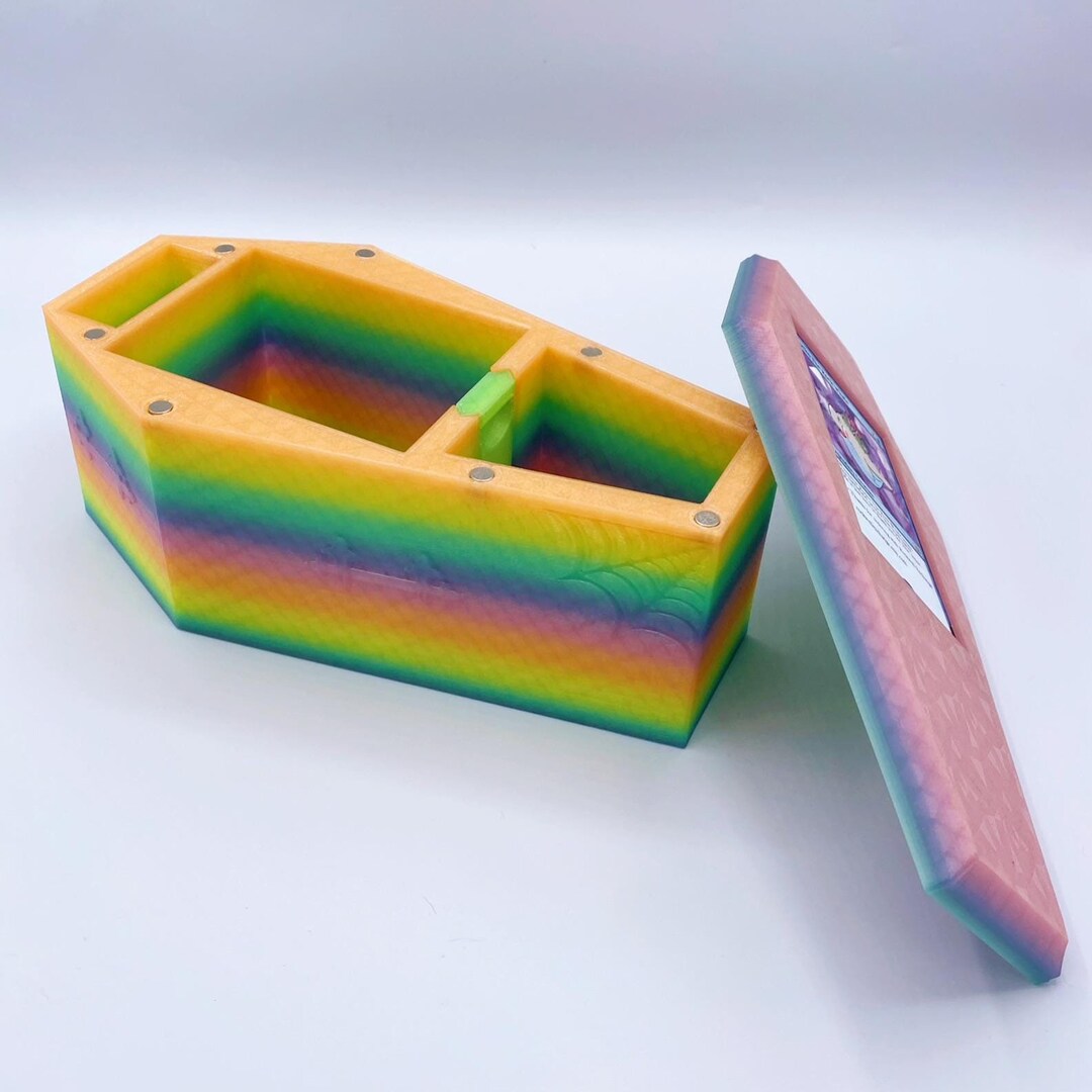Glow in the Dark Rainbow Coffin Deck Box - Limited Edition Coffin Deck Box - Coffin Display Deck ...