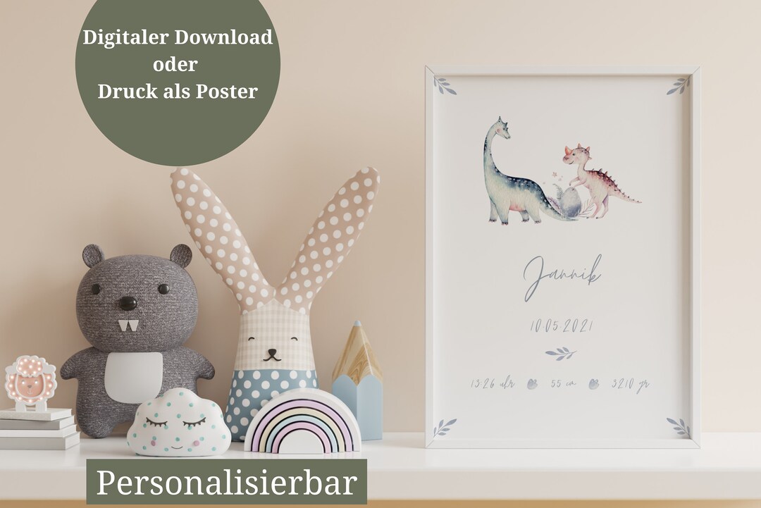 Birth Poster Birth Poster Boy Dinosaur Dinosaurs - Etsy