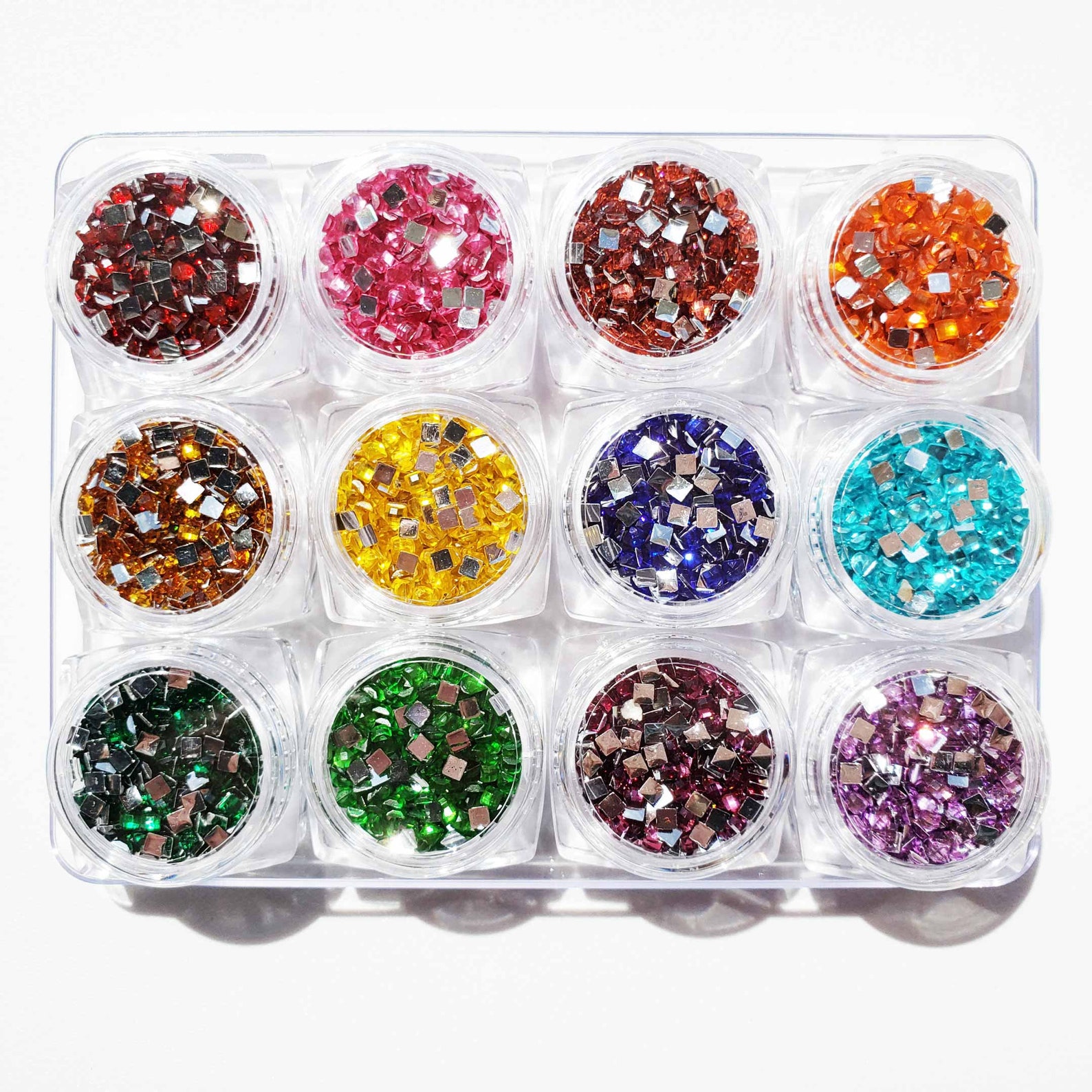 Square Crystal Drills Sample Set of 12 Colors Rainbow 600 Pcs Crystal ...