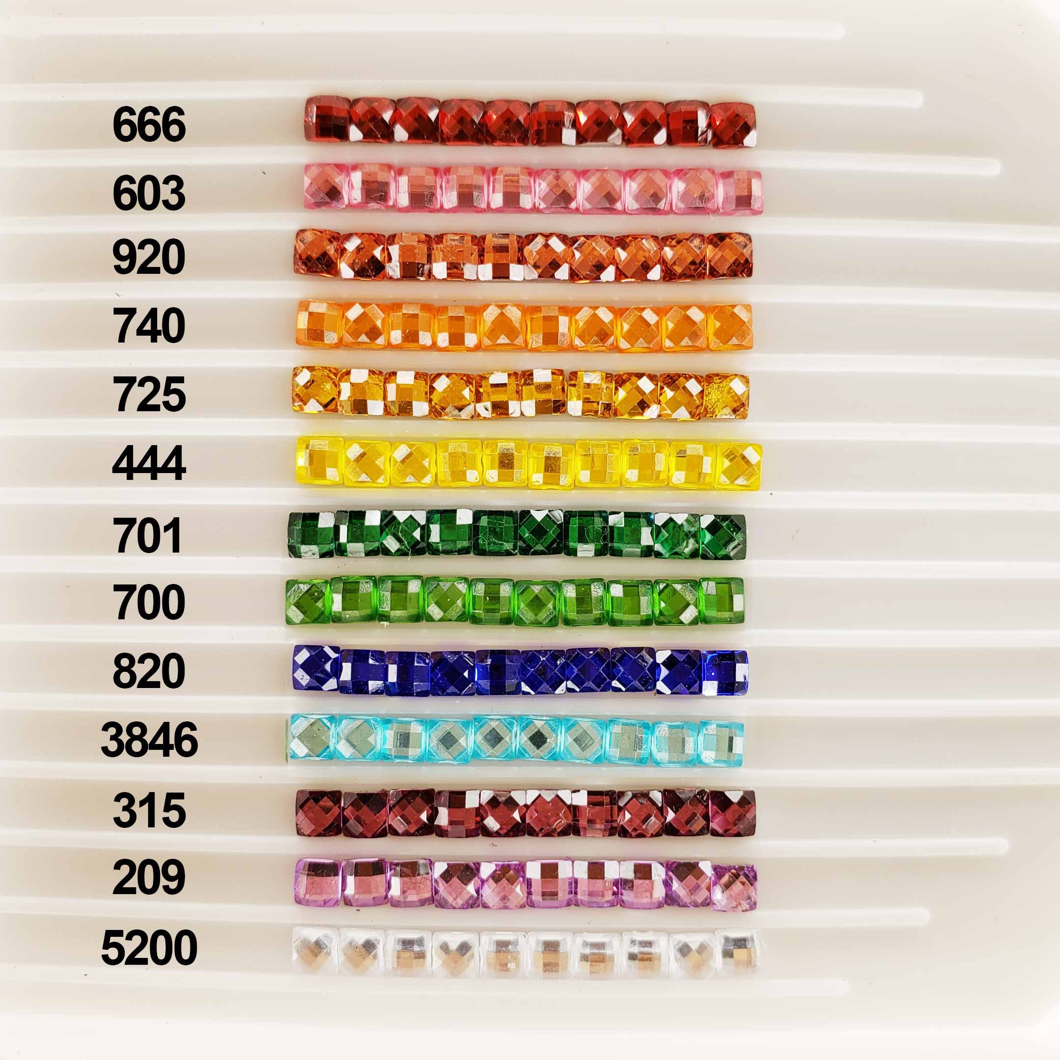 Square Crystal Drills Sample Set of 12 Colors Rainbow 600 Pcs Crystal ...