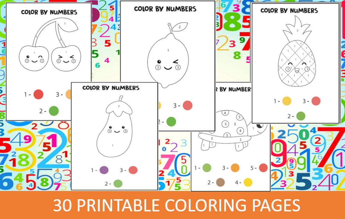 Color by Number Coloring Pages 30 Printable Coloring Pages | Etsy