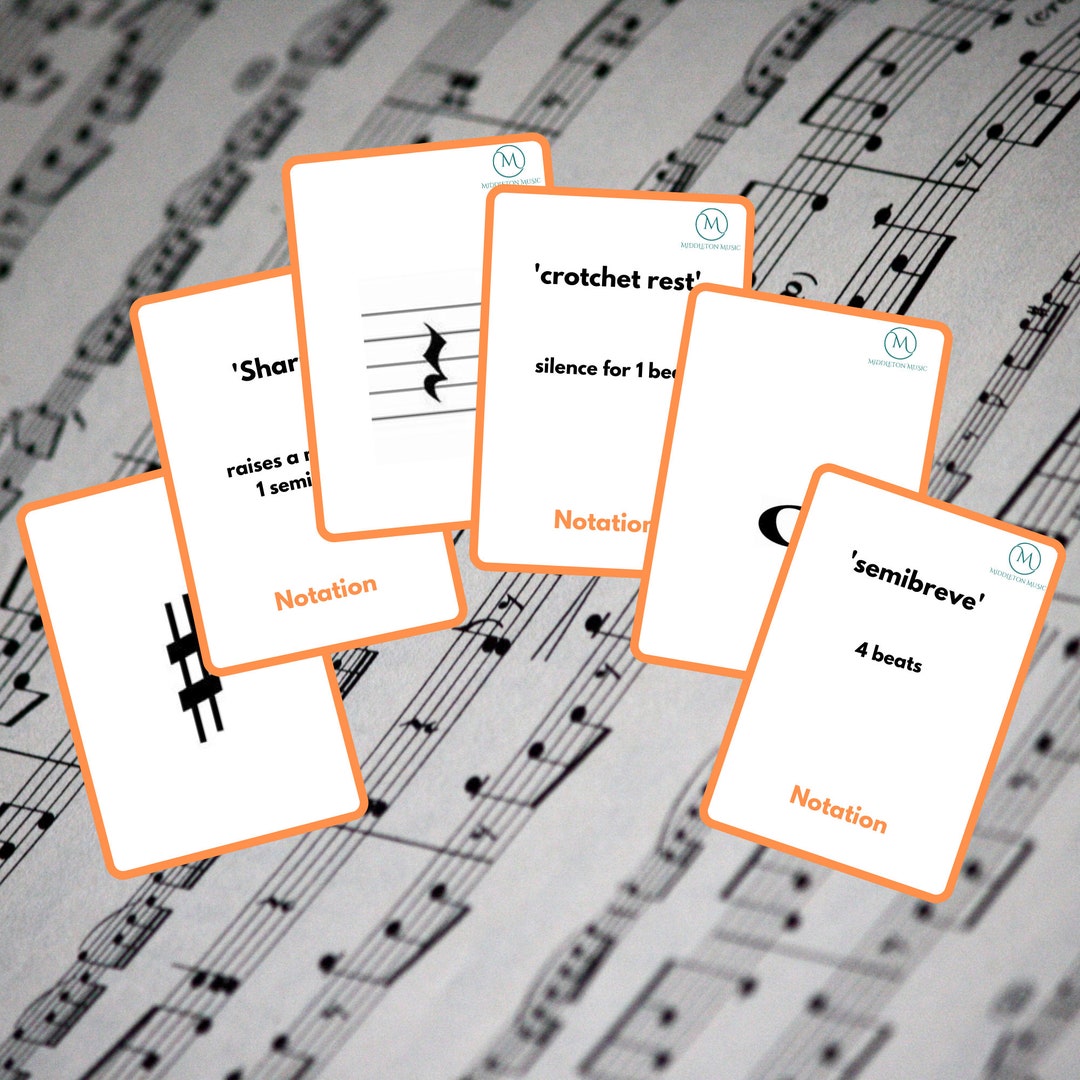Notation (ORANGE) Double-sided Music Flash Cards - Etsy
