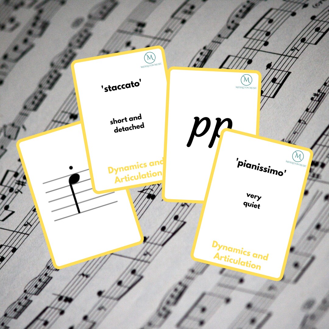 Dynamics & Articulation (YELLOW) Double-sided Music Flash Cards - Etsy