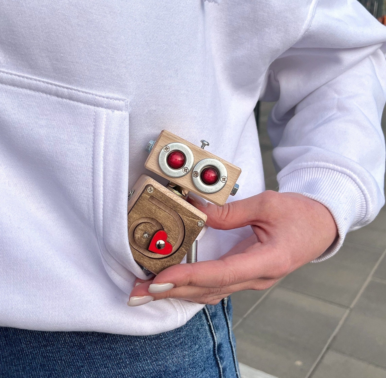 Student Cute Gift Handmade Wooden Robot , Sculpture, Quirky Decor ...