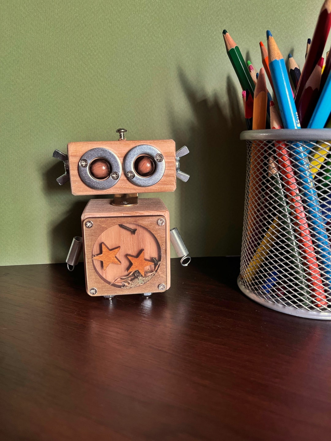 College Student Gift, Wooden Robot Toy, Funny Office Decor, Steampunk ...