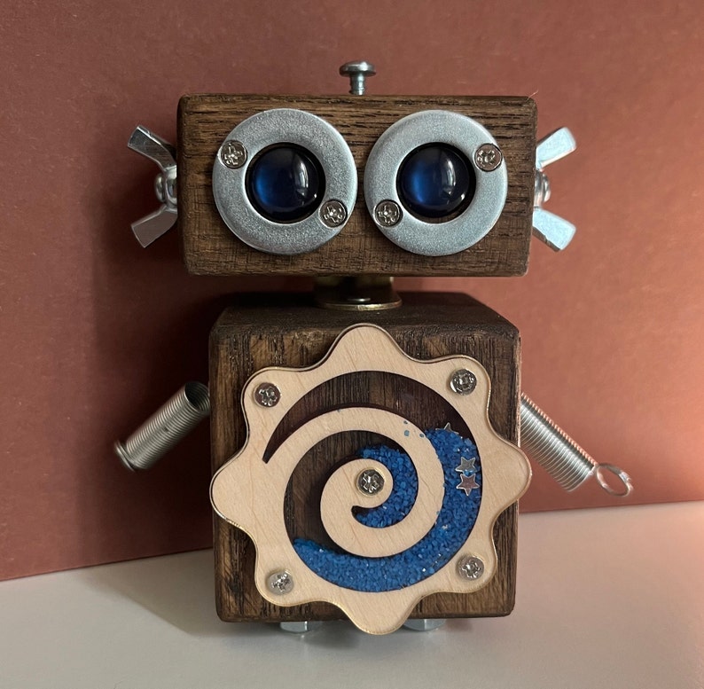 Student Cute Gift Handmade Wooden Robot , Sculpture, Quirky Decor ...