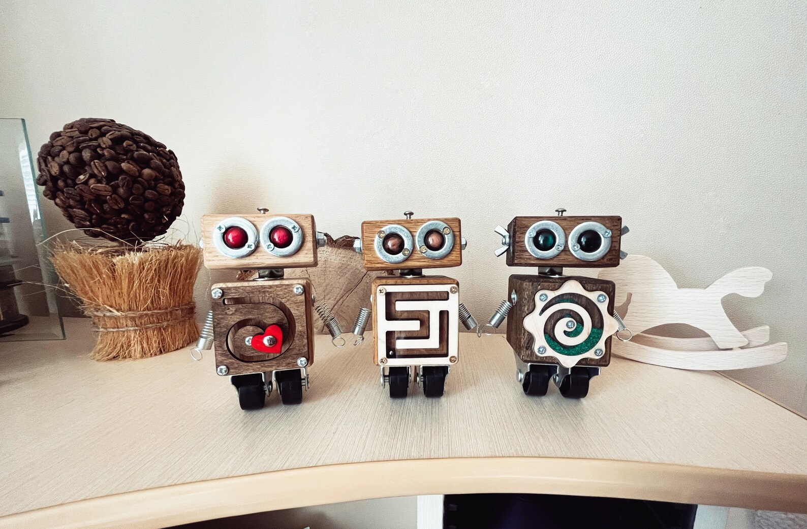 Wooden Robot Toy Nature Toy College Student Gift Quirky - Etsy