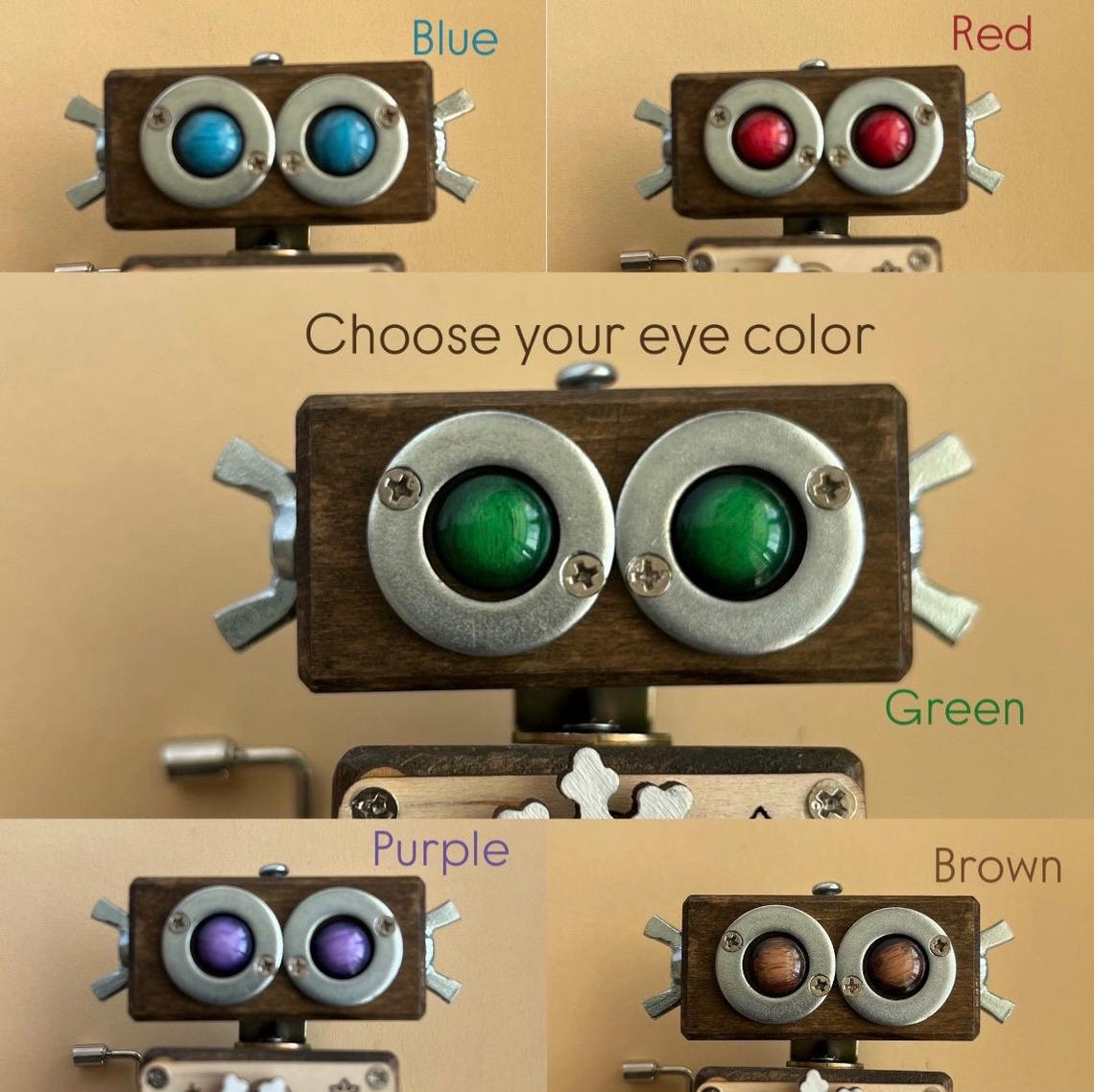 Wooden Robot Toy: Jingle Bells Musical Steampunk Decor - Etsy