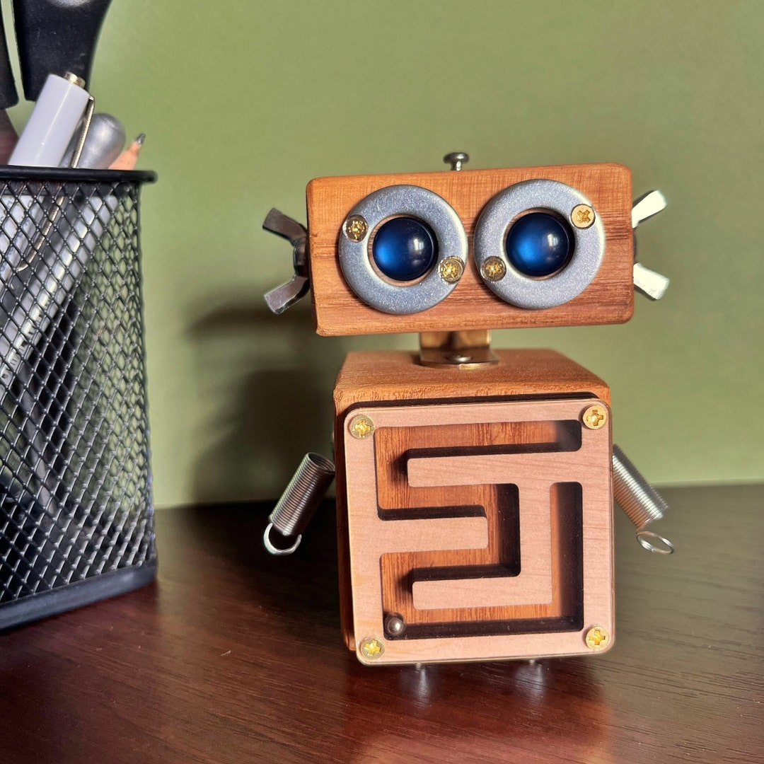 College Student Gift, Wooden Robot Toy, Funny Office Decor, Steampunk ...