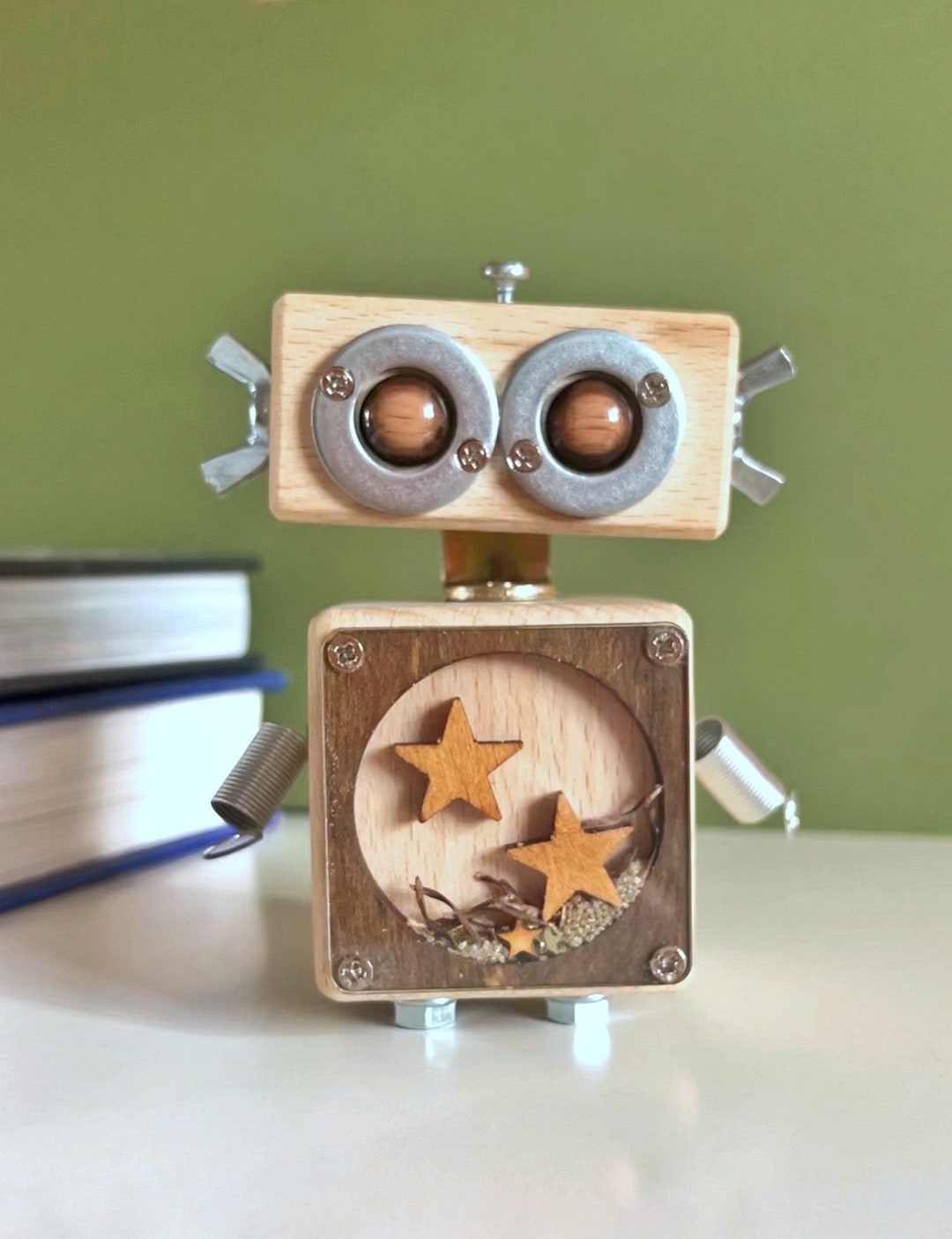 Student Cute Gift Handmade Wooden Robot , Sculpture, Quirky Decor ...