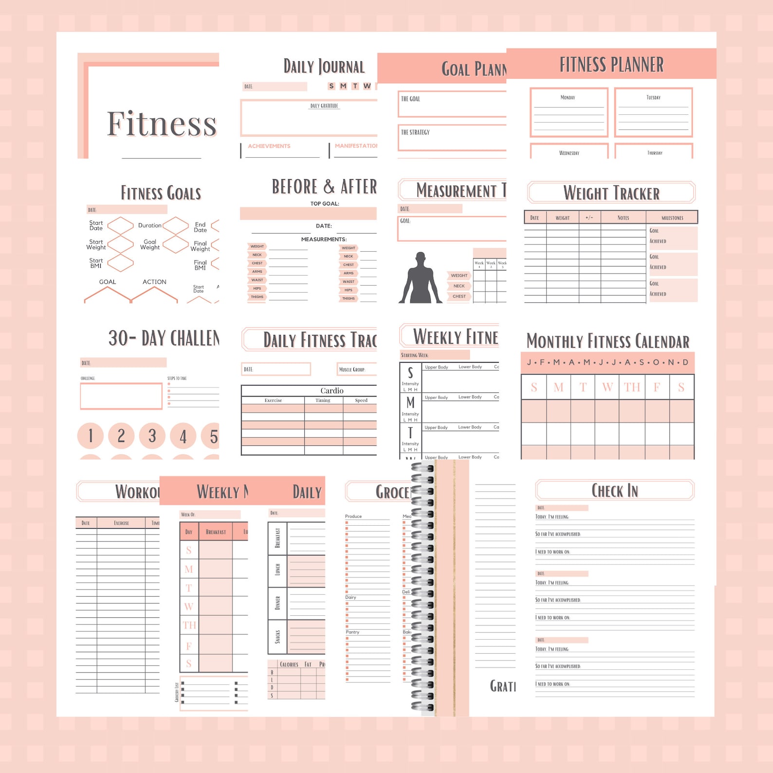 BUNDLE - Fitness Planner Printable, Health Planner, Fitness Journal ...
