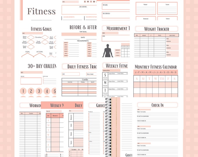 BUNDLE - Fitness Planner Printable, Health Planner, Fitness Journal ...